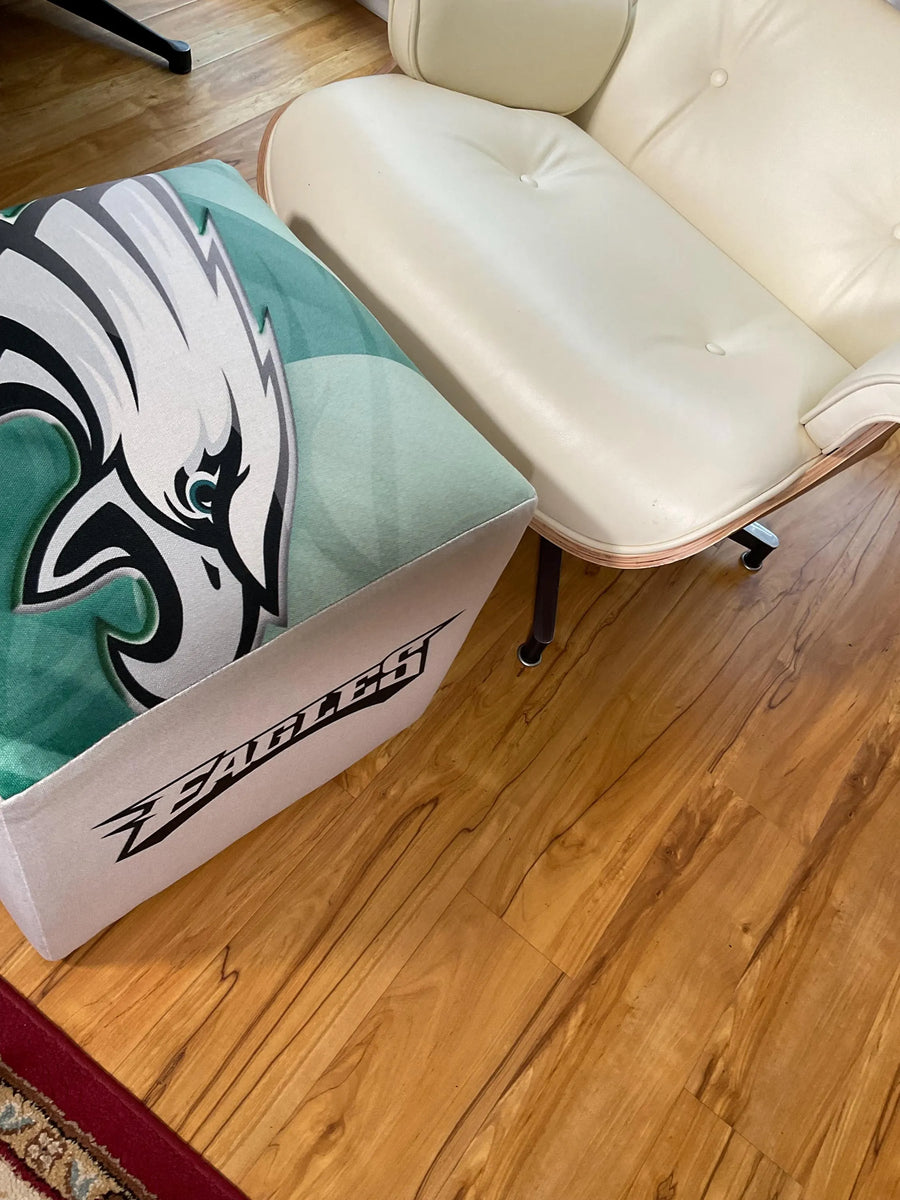 Cube Football Ottoman " Eagles" 17x17x17 – Bittlemen Headrest Covers